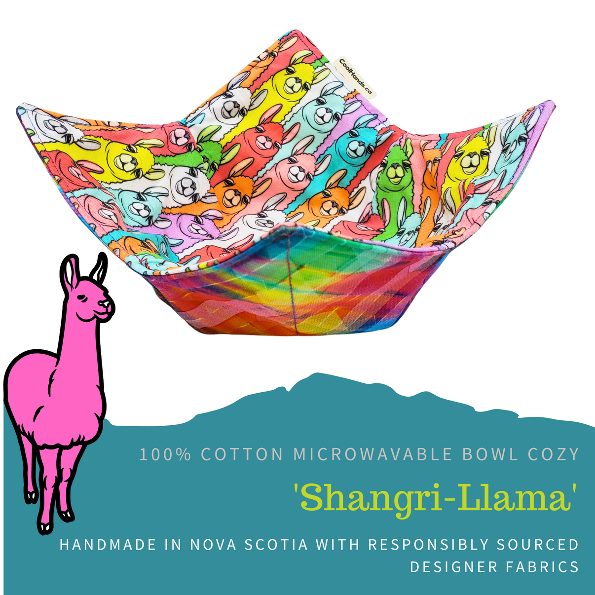 100% Cotton Microwavable Bowl Cozy - Shangri-Llama – Cool Hand Nukes