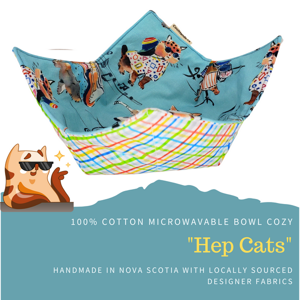 100% Cotton Microwavable Bowl Cozy - Hep Cats – Cool Hand Nukes